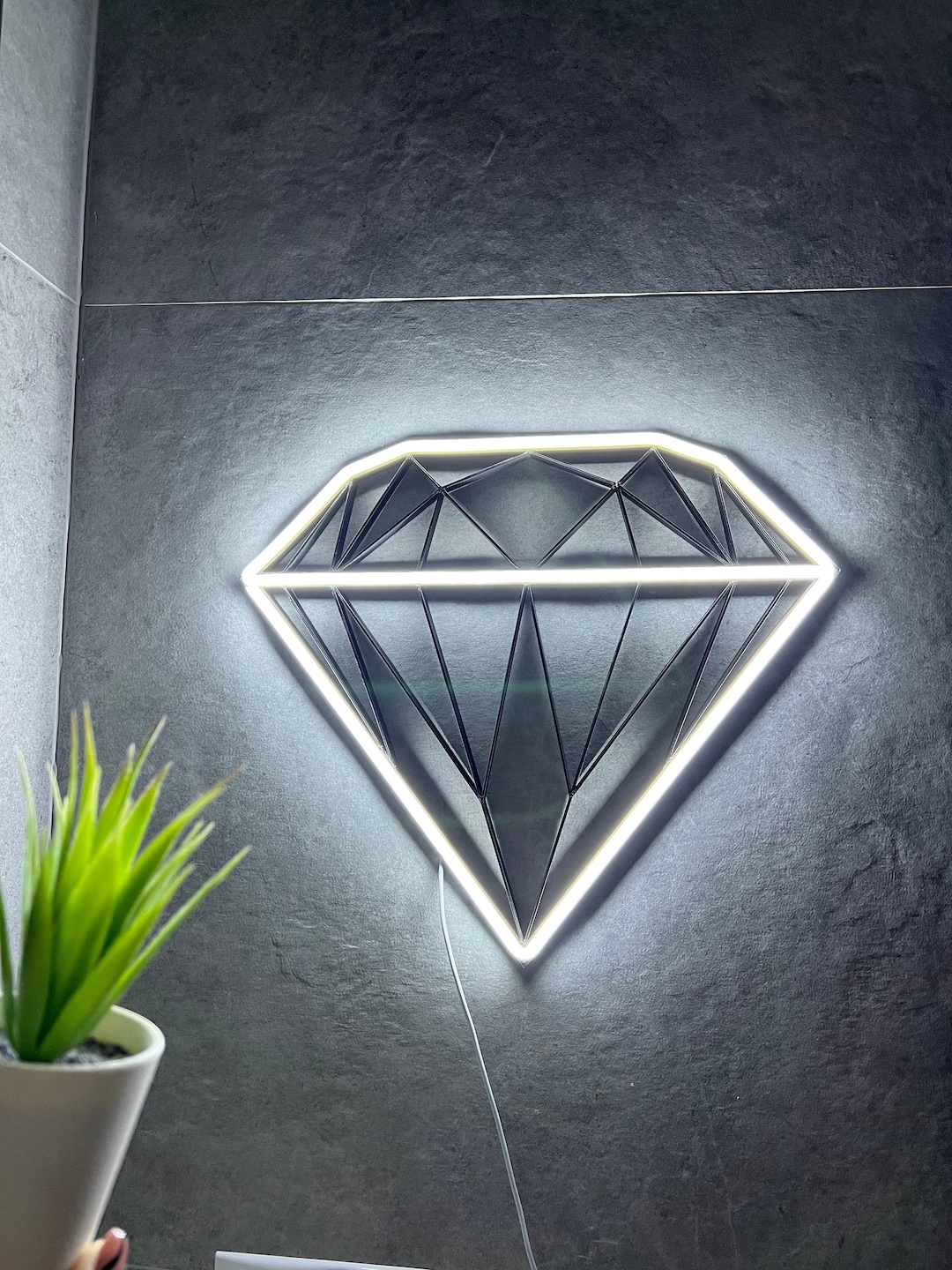 Diamond Wall Art, Led Neon Sign, Wall Decor, Bedroom Room Decor, Custom ...