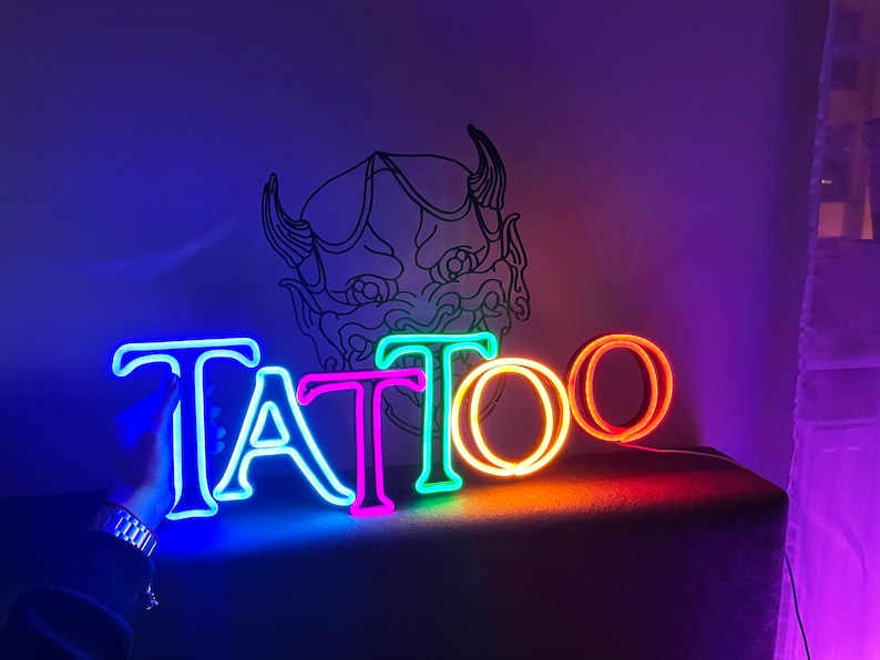 Tattoo Neon Sign: Colorful LED Wall Decor - Etsy