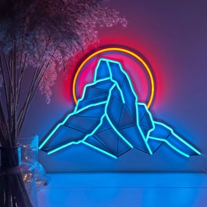 Mountain Montehorn Neon Sign Wall Art Neon Sign Neon Art, Neon Light ...