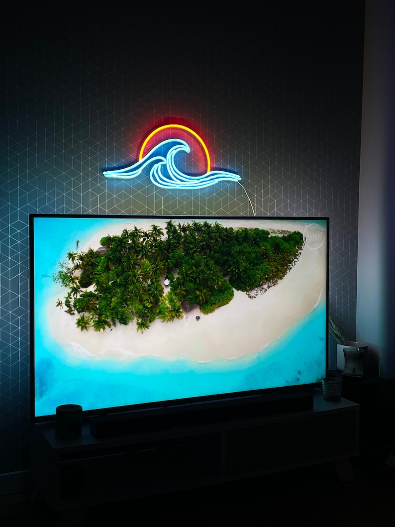 Wave Sunset Neon Wall Art Wave Ocean Neon Sign Neon Art - Etsy