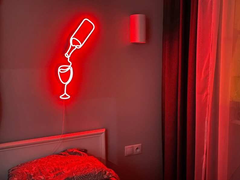 Wine Lover Art Wine Neon Sign Wine Glass Wall Decor Wine - Etsy