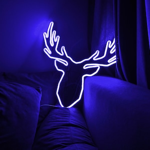 Deer Neon Wall Decor Sign Led Deer Hunting Art Light Sign Led Logo Deer ...