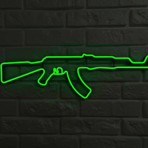 Gun Led Neon Signs AK 47 Neon Pistol LED Neon Lights Gun Wall Art Décor ...