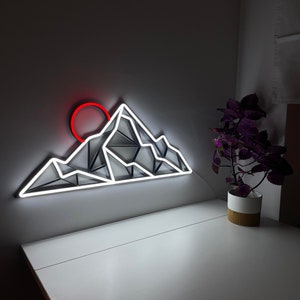 Mountain Neon Sign Art Landscape Neon Sign Neon Art, Mountain Art Light ...