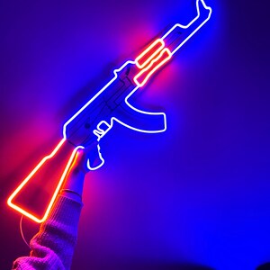 Gun Led Neon Signs AK 47 Gift Pistol LED Neon Lights Gun Wall Art Décor ...