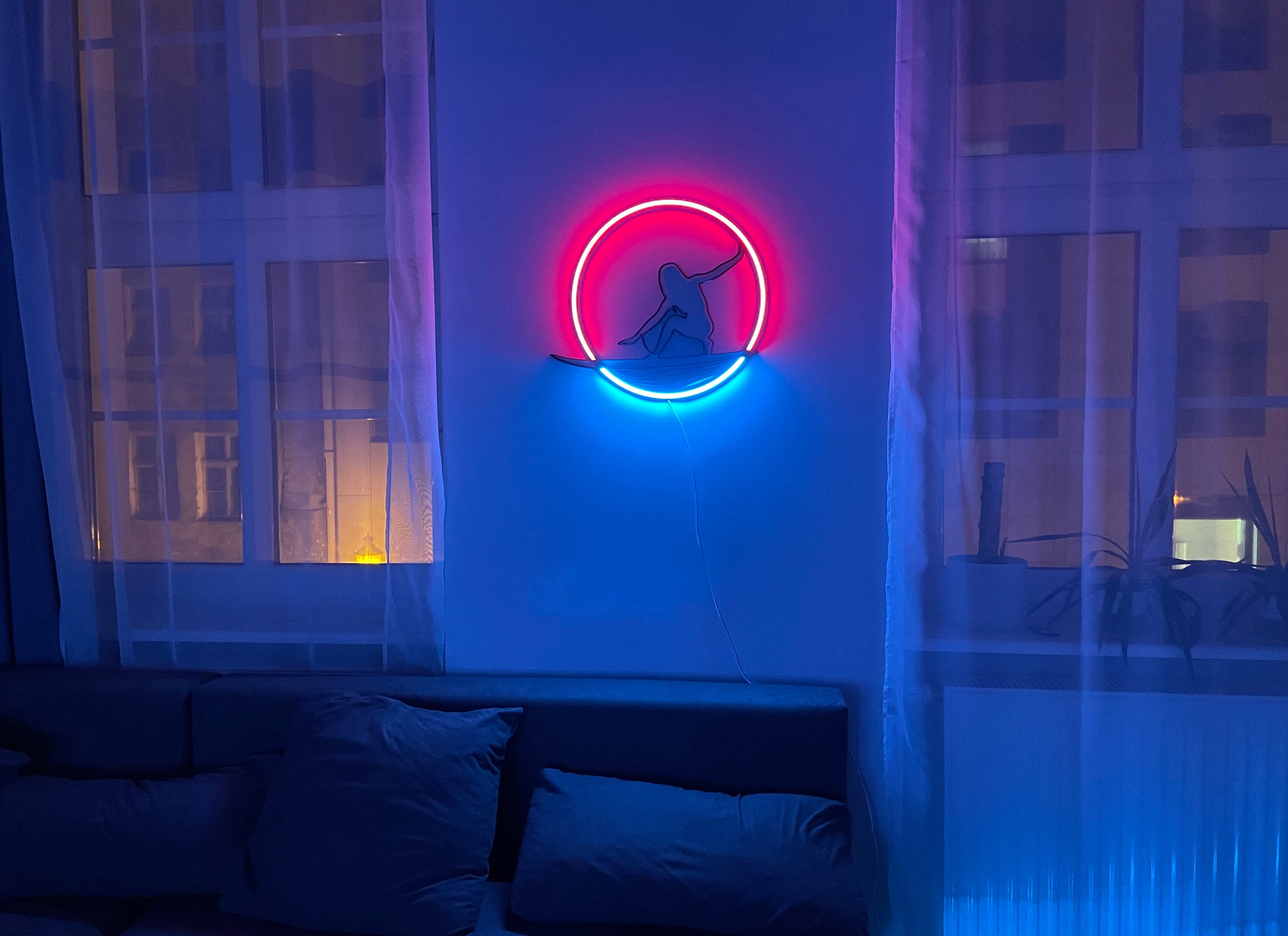 Surf Neon Sign Sea Led Ocean Art Light Sign Led Logo Wave Wall | Etsy