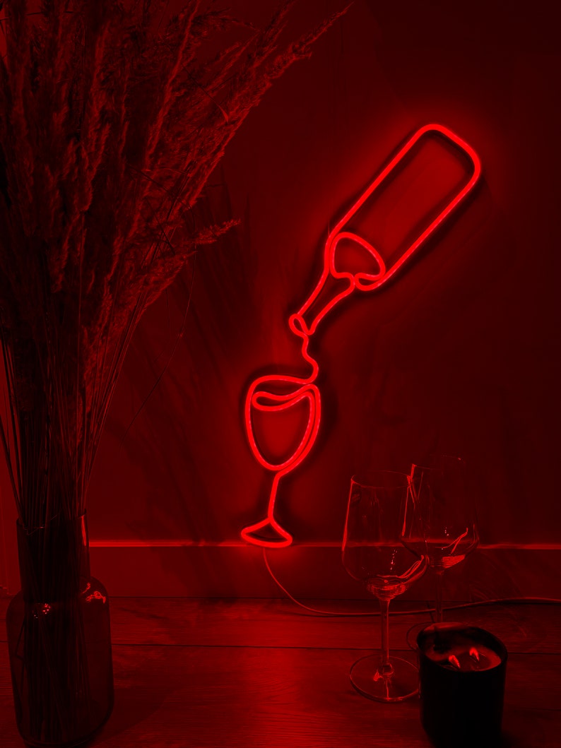 Wine Lover Art Wine Neon Sign Wine Glass Wall Decor Wine - Etsy