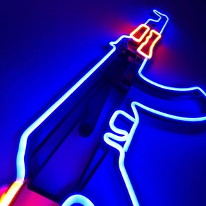 Gun Led Neon Signs AK 47 Gift Pistol LED Neon Lights Gun Wall Art Décor ...