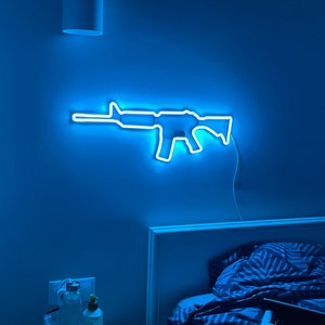 Gun Neon Wall Decor Sign AR 15 Pistol LED Neon Lights Gun Wall Art ...