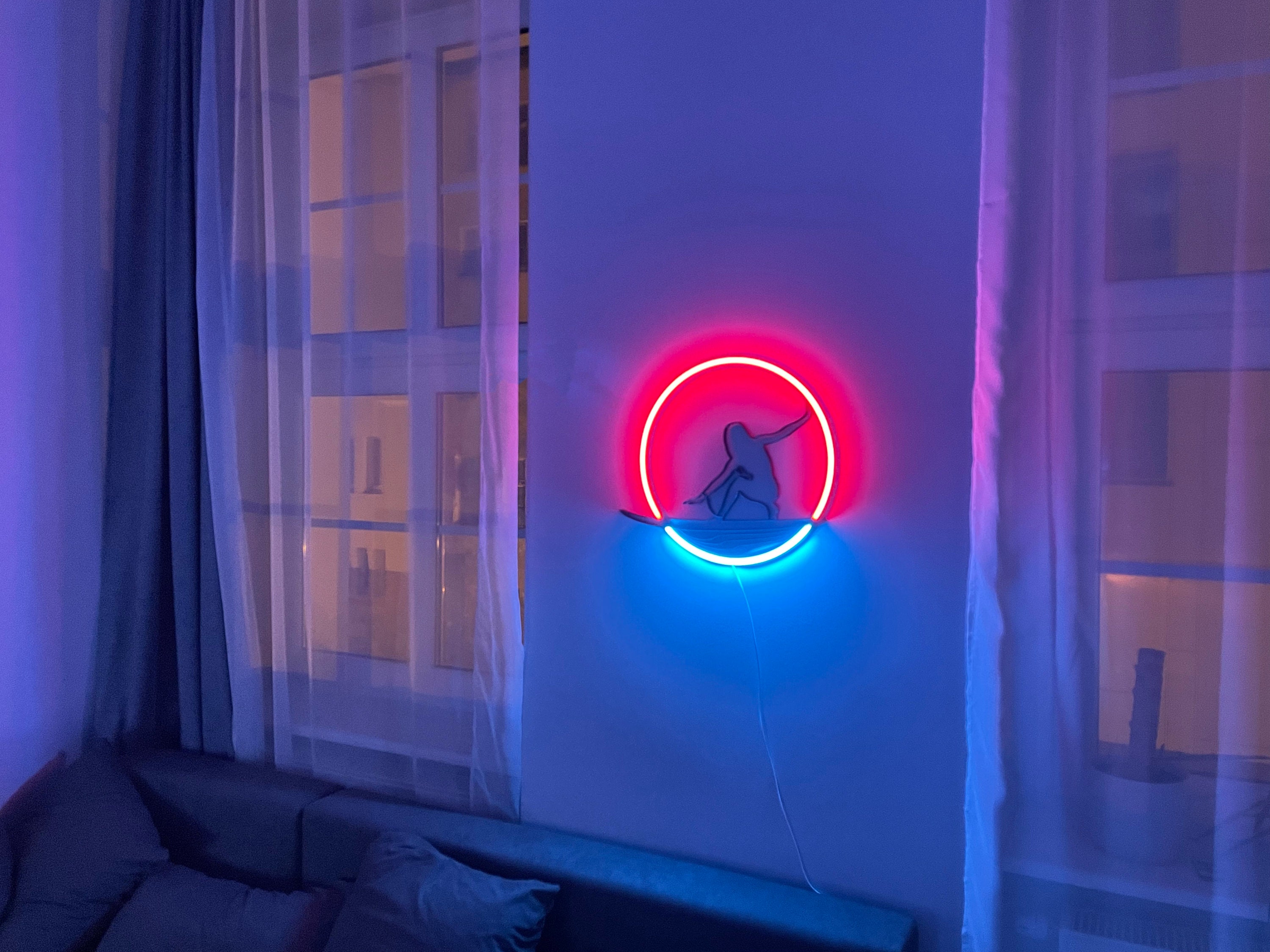 Surf Neon Sign Sea Led Ocean Art Light Sign Led Logo Wave Wall | Etsy