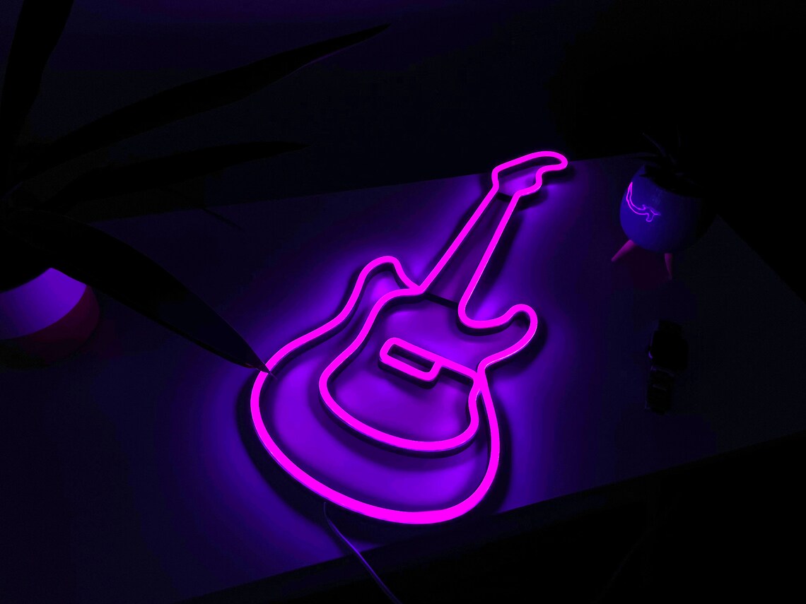 Neon Wall Decor Electric Guitar Light Music Neon Sign Guitar - Etsy