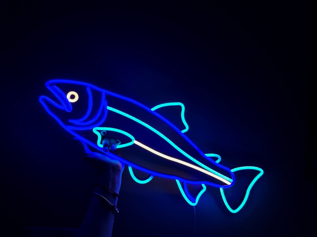Salmon Fish Neon Sign Salmon Decor Led Sea Art Light Sign Led Logo ...