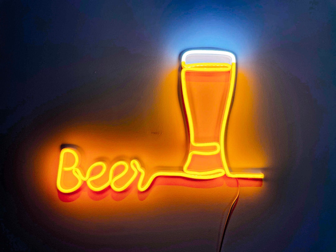 Beer Lover Art , Beer Neon Sign, Beer Glass Wall Decor, Beer Led, Neon ...