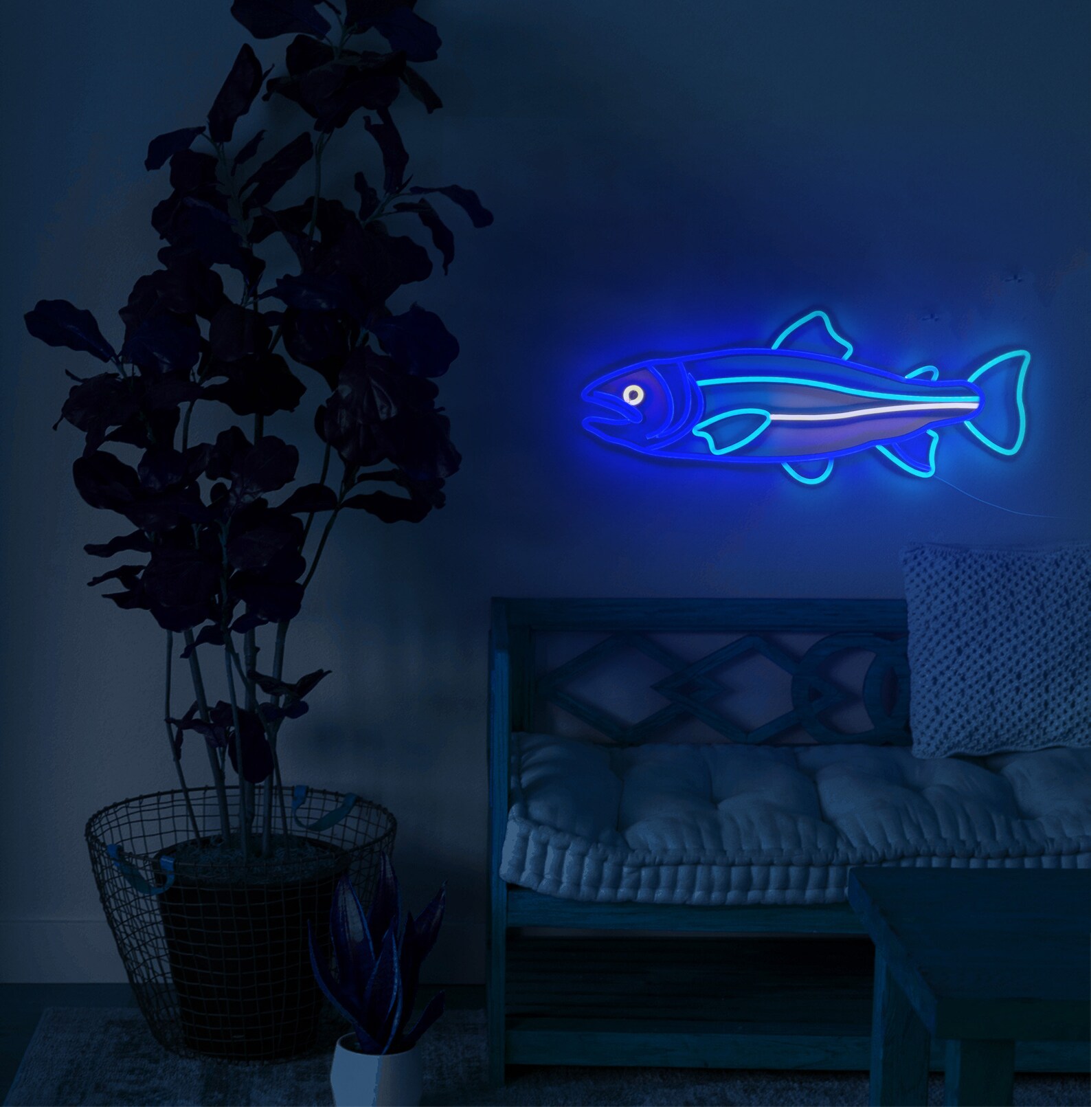 Salmon Fish Neon Sign Salmon Decor Led Sea Art Light Sign Led - Etsy