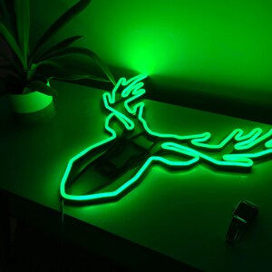 Deer Head Neon Sign Led Deer Hunting Art Light Sign Led Logo Deer Green ...