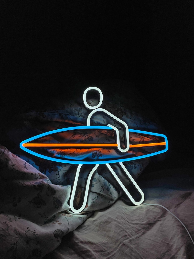 Surf Neon Sign: LED Wave Art, Beach Room Decor - Etsy