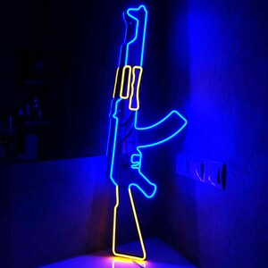 Gun Led Neon Signs AK 47 Gift Pistol LED Neon Lights Gun Wall Art Décor ...