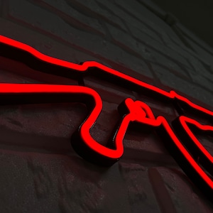 Gun Led Neon Signs AK 47 Neon Pistol LED Neon Lights Gun Wall Art Décor ...