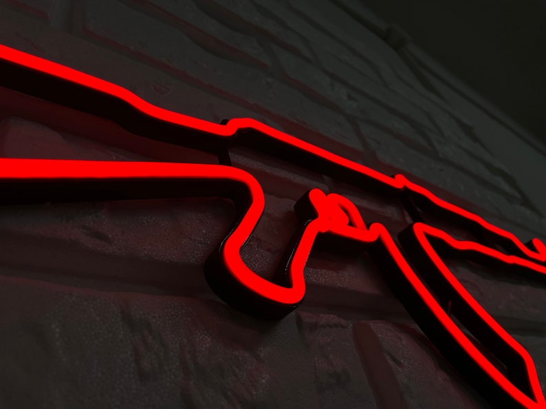 Gun Led Neon Signs AK 47 Gift Pistol LED Neon Lights Gun Wall - Etsy Canada