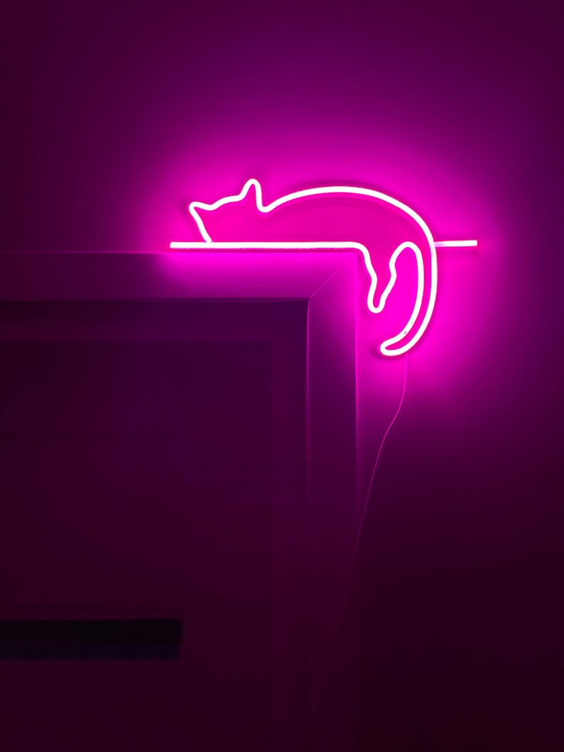 Cat Neon Sign Art Decor Neon Light Wall Art Signs Cute Cat - Etsy
