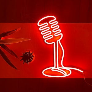 Mic Microphone Art, Music Neon Sign, Microphone Art, Music Room Decor ...