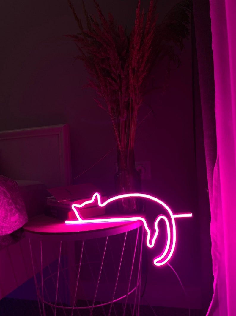 Cat Neon Sign Art Decor Neon Light Wall Art Signs Cute Cat - Etsy