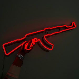 Gun Led Neon Signs AK 47 Gift Pistol LED Neon Lights Gun Wall Art Décor ...