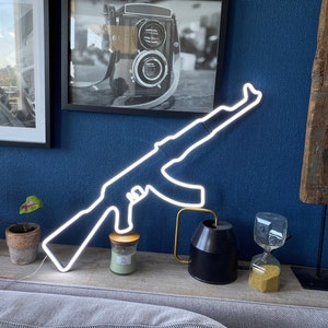 Gun Led Neon Signs AK 47 Neon Pistol LED Neon Lights Gun Wall Art Décor ...