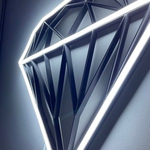 Diamond Wall Art, Led Neon Sign, Wall Decor, Bedroom Room Decor, Custom ...