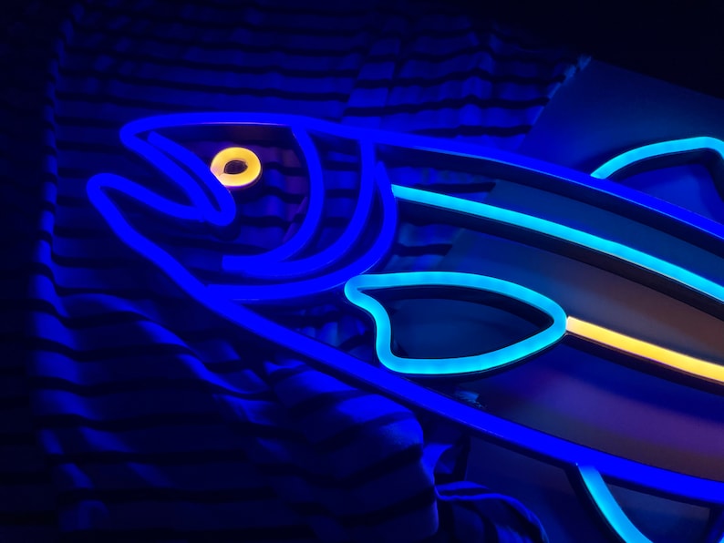 Salmon Fish Neon Sign Salmon Decor Led Sea Art Light Sign Led - Etsy