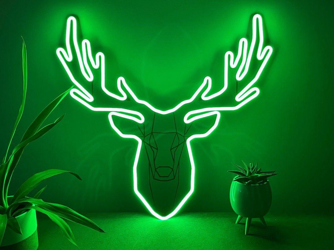 Deer Neon Wall Decor Sign Led Deer Hunting Art Light Sign Led Logo Deer ...