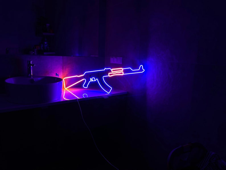 Gun Led Neon Signs AK 47 Gift Pistol LED Neon Lights Gun Wall | Etsy
