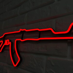 Gun Led Neon Signs AK 47 Gift Pistol LED Neon Lights Gun Wall Art Décor ...