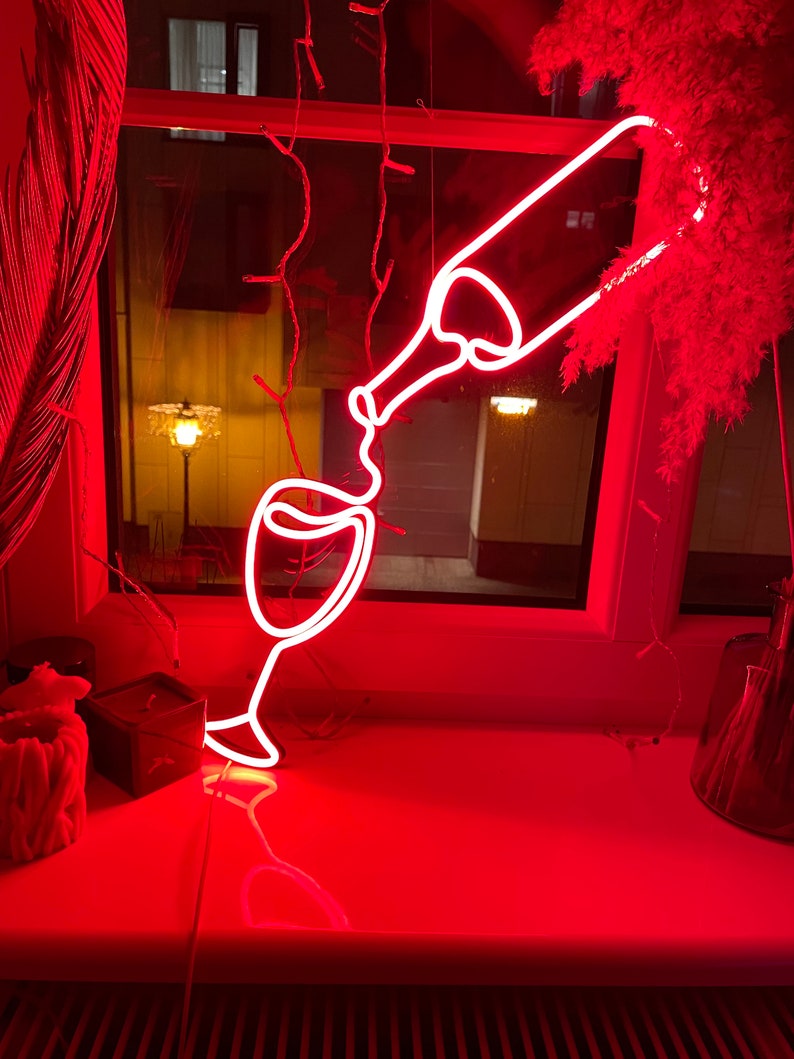 Wine Lover Art Wine Neon Sign Wine Glass Wall Decor Wine - Etsy