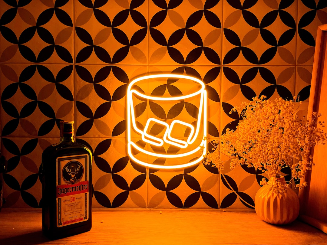 Whisky Glass LED Neon Sign: Bar Decor Wall Art - Etsy