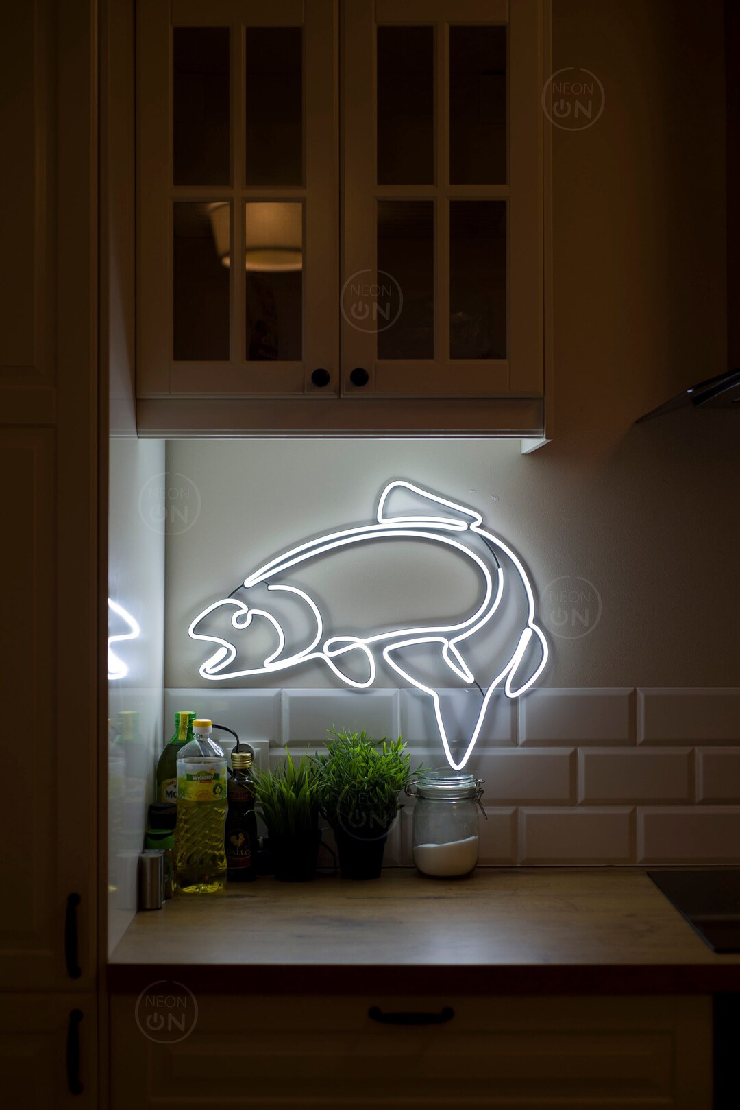 Neon Fish Neon Sign Decor, Neon Fishing Sign, Wall Art, Fishing Decor ...