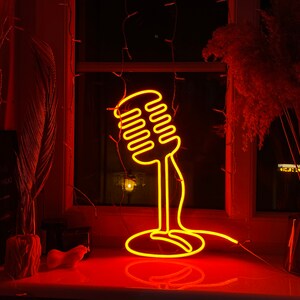 Mic Microphone Art, Music Neon Sign, Microphone Art, Music Room Decor ...