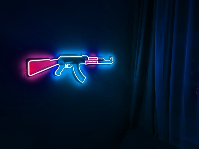 Gun Led Neon Signs AK 47 Gift Pistol LED Neon Lights Gun Wall | Etsy
