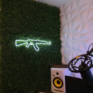 RGB Gun Led Neon Signs AK 47 Gift Pistol Neon Lights Gun Wall Art Decor ...