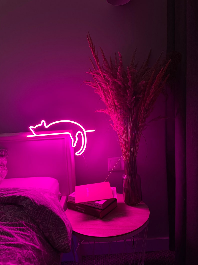 Cat Neon Sign Art Decor Neon Light Wall Art Signs Cute Cat - Etsy