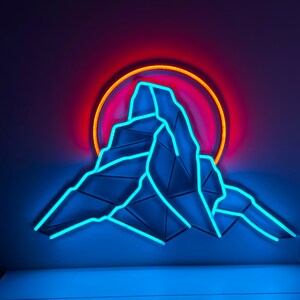 Mountain Montehorn Neon Sign Wall Art Neon Sign Neon Art, Neon Light ...