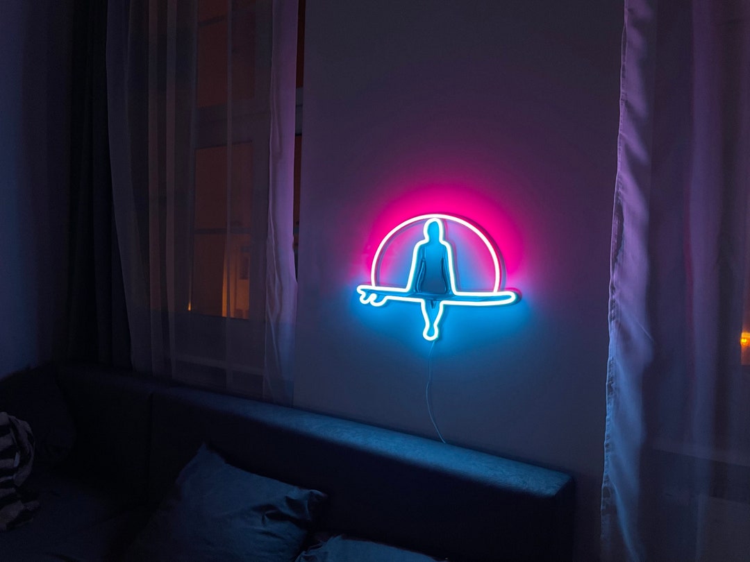 Surf Neon Sign Sea Led Ocean Art Light Sign Led Logo Wave Wall Décor ...
