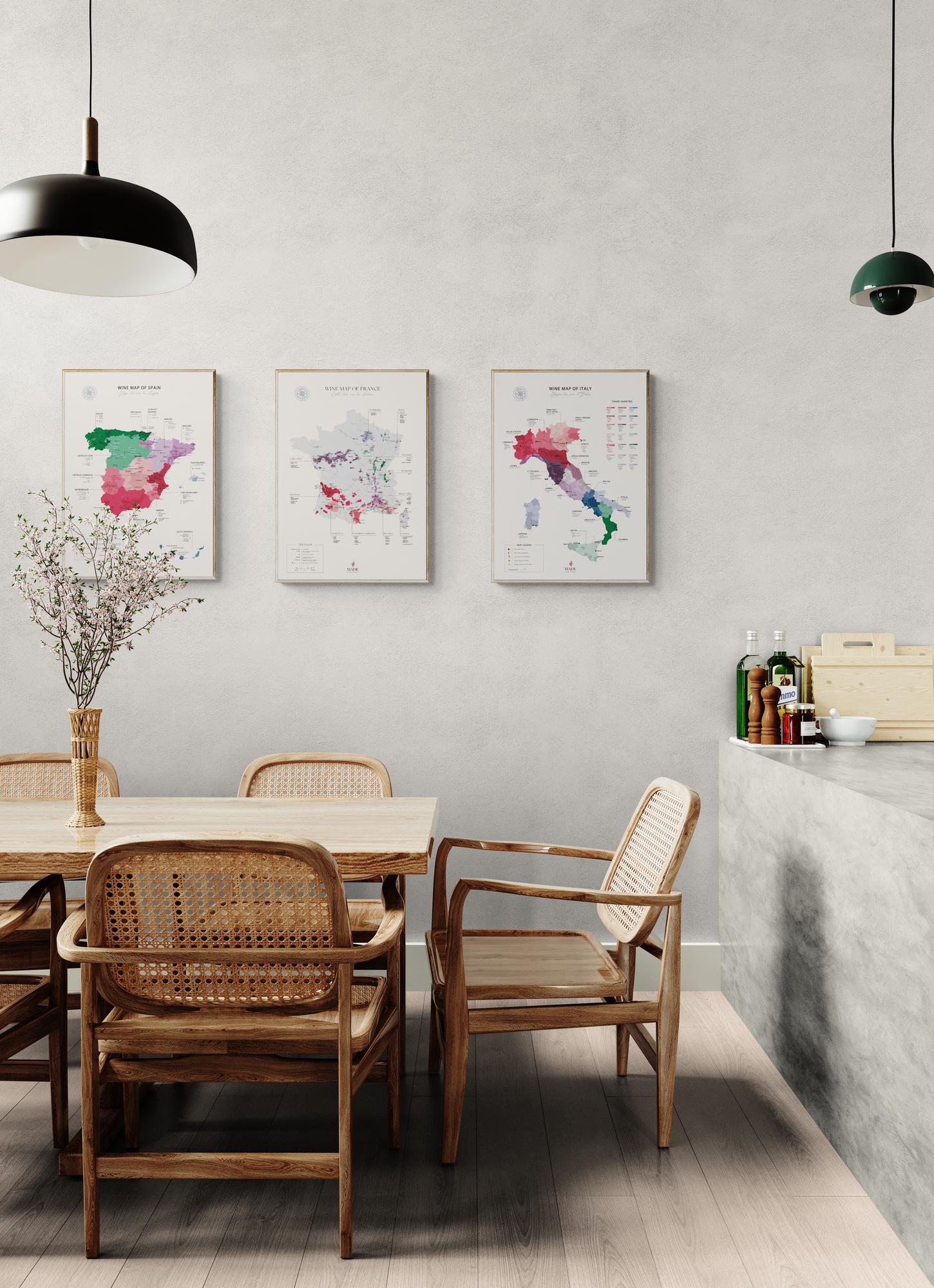 Wine Maps - Old World Wine Bundle France, Italy, Spain | Wine Regions ...