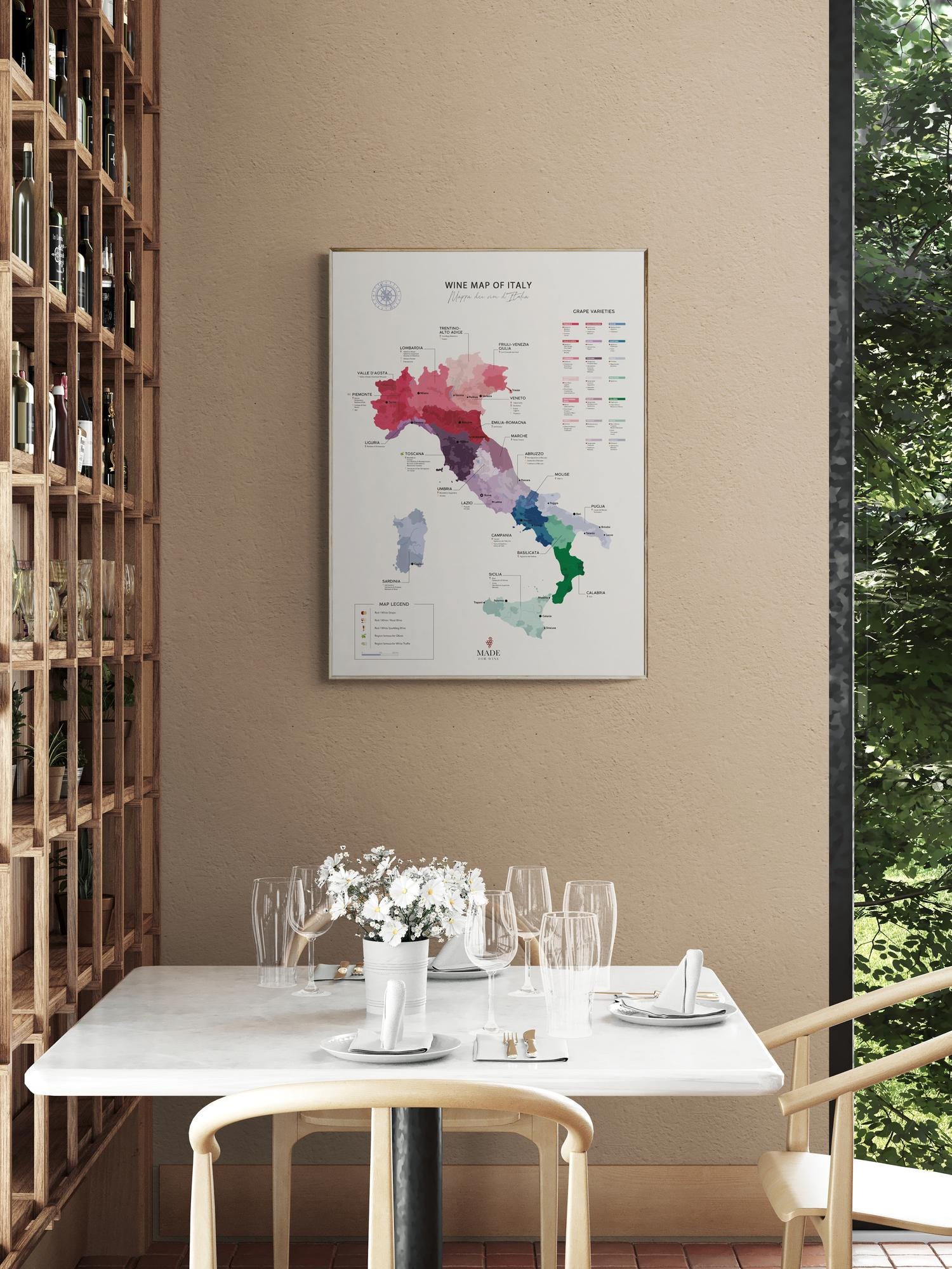 Italian Wine Regions Map Poster: Wine Lover Gift - Etsy