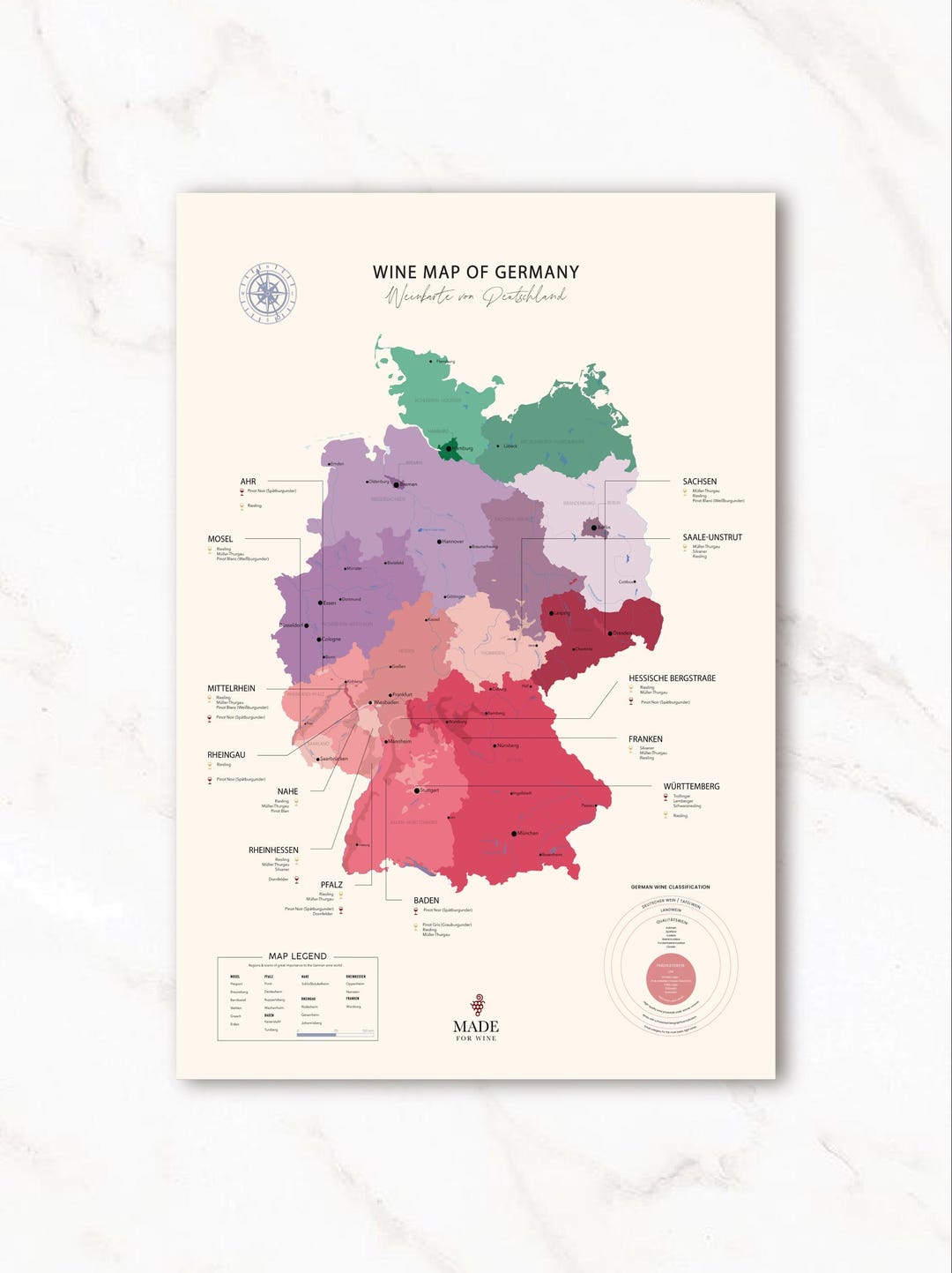Wine Map of Germany: Wine Regions, Appellations, Educational Tool ...