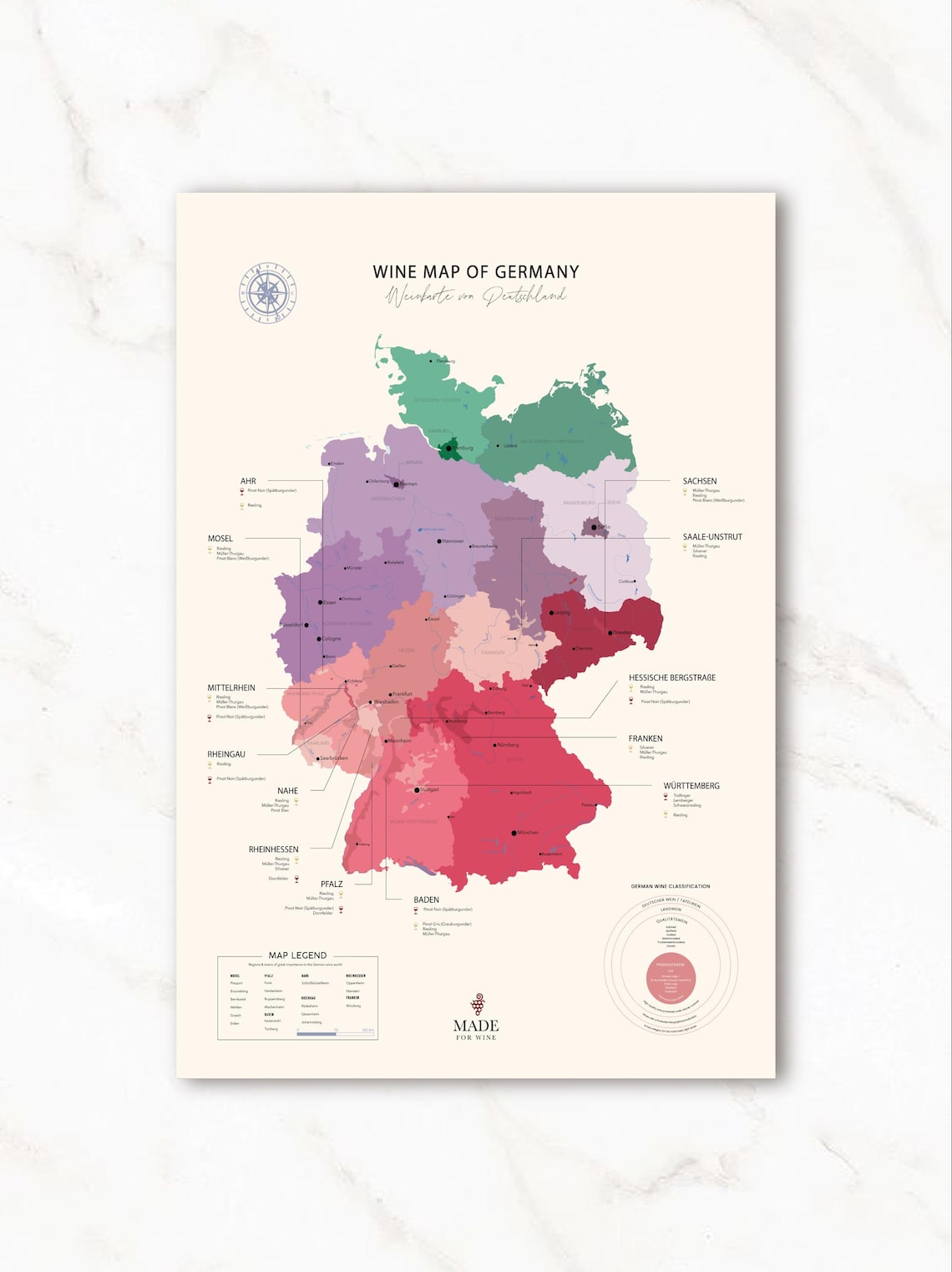 Wine Map of Germany: Wine Regions, Appellations, Educational Tool ...