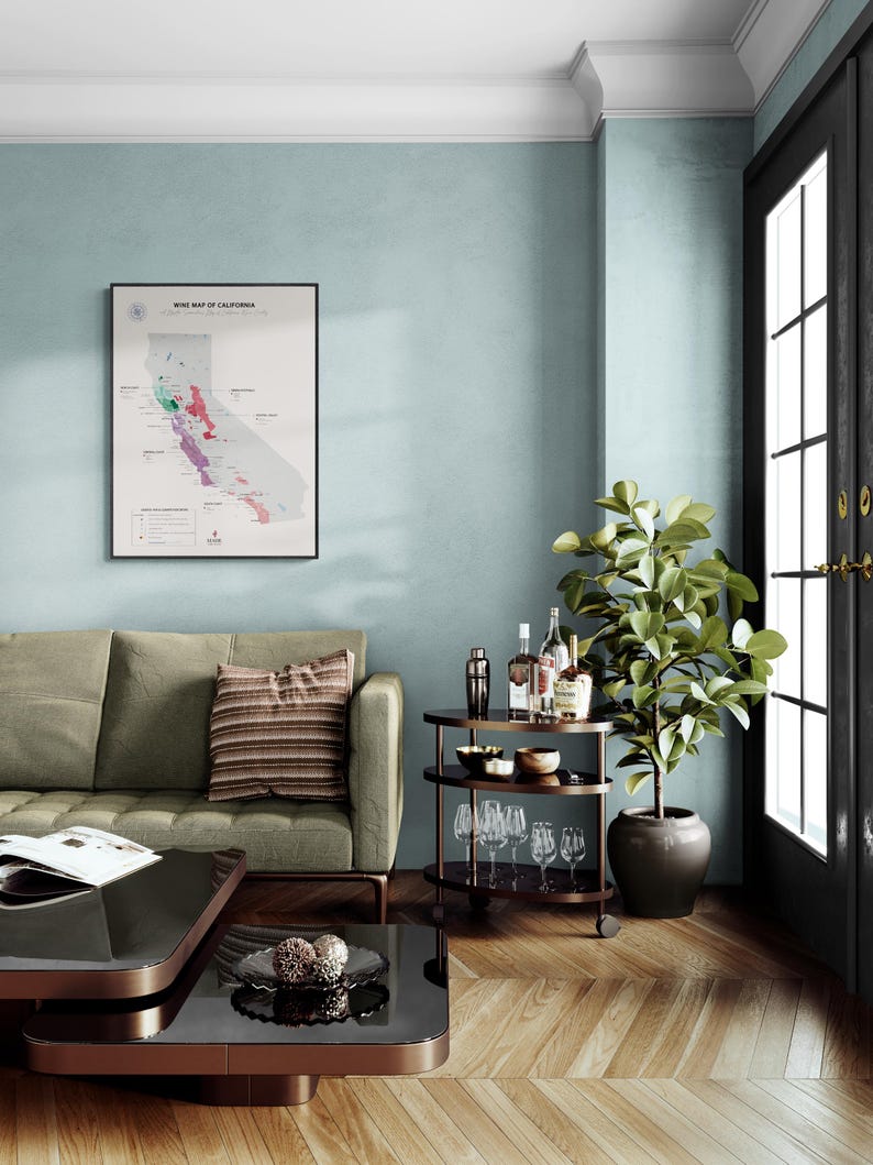 California Wine Map Poster: AVA Regions Art for Sommeliers - Etsy