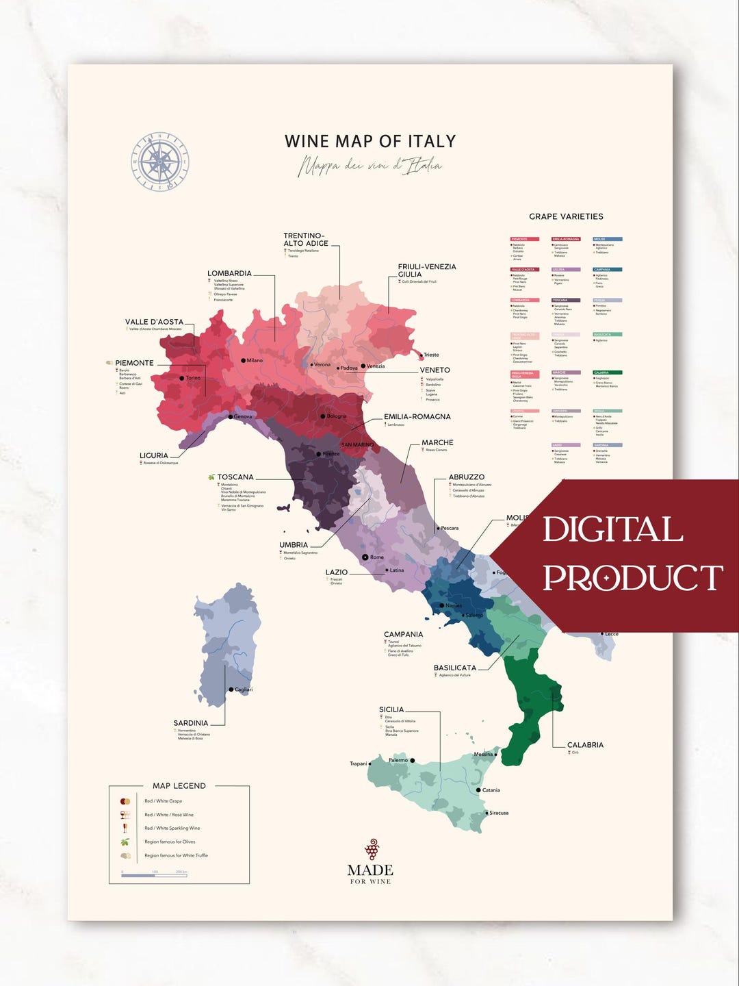 Italian Wine Map: Regions & Appellations Art (digital Product) - Etsy