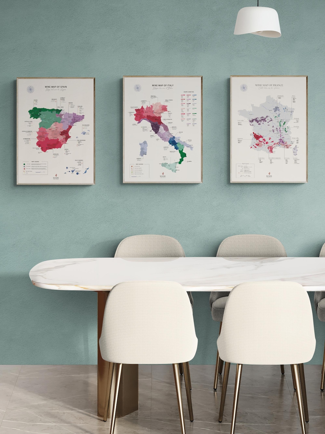 Old World Wine Map Bundle: France, Italy, Spain - Wine Regions Print - Etsy