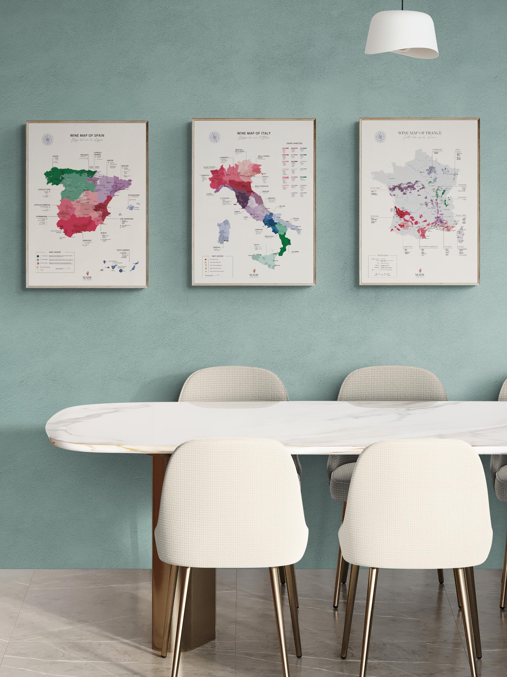 Wine Maps - Old World Wine Bundle France, Italy, Spain | Wine Regions ...